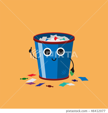 Smiling Cute Overflowing trash can with... - Stock Illustration ...