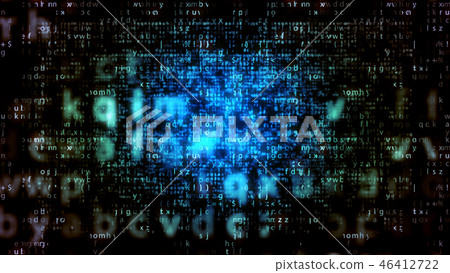 Blue Matrix Letters Falling Down - Stock Illustration [46412722] - PIXTA