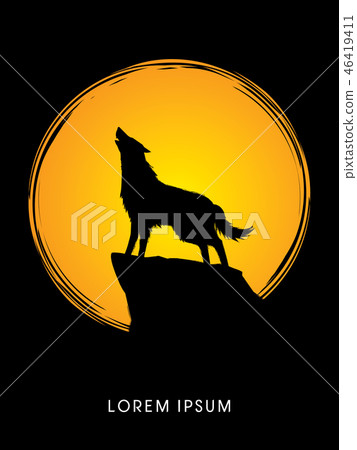 Wolf howling graphic vector. - Stock Illustration [46419411] - PIXTA