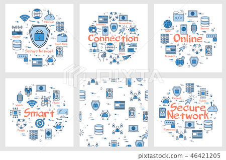 Six blue internet square banners - Stock Illustration [46421205] - PIXTA