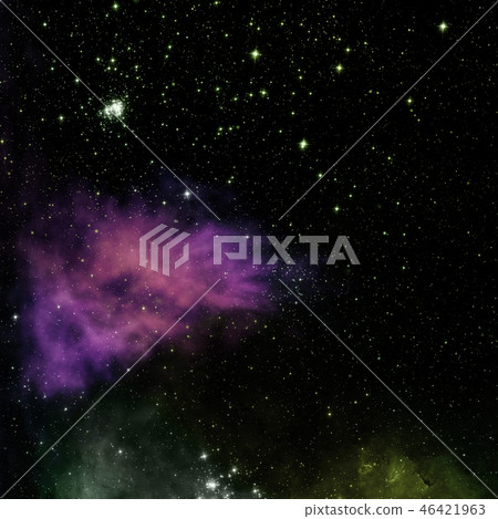 Star field in space and a nebulae. 3D rendering - Stock Illustration ...