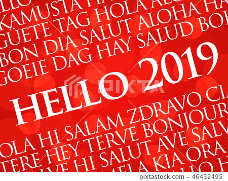 Hello 2019 word cloud in different languages - Stock Illustration ...