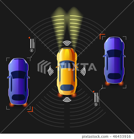Unmanned Smart Car. Intelligent Highway System. - Stock Illustration ...