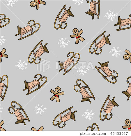Vector. New Year's seamless pattern. Sledge of... - Stock Illustration ...