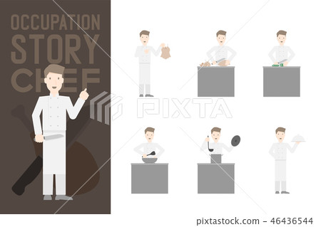 Chef man presentation Chicken Cooking Step by step - Stock Illustration ...