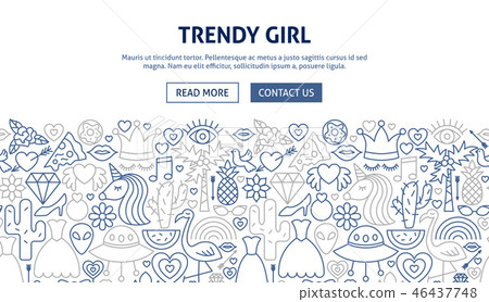 Trendy Girl Banner Design - Stock Illustration [46437748] - PIXTA