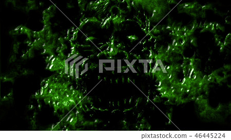 Angry demon face screams from darkness. Green - Stock Illustration ...