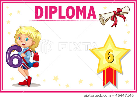 Grade six diploma certificate - Stock Illustration [46447146] - PIXTA