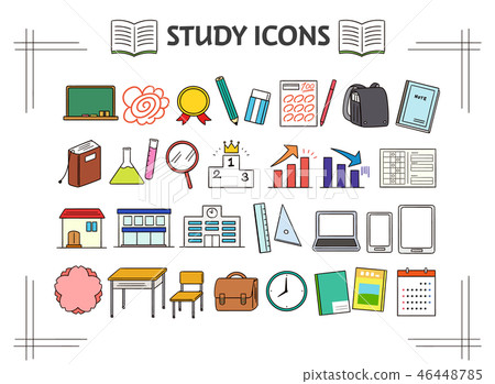 School and study icon set (color) - Stock Illustration [46448785] - PIXTA
