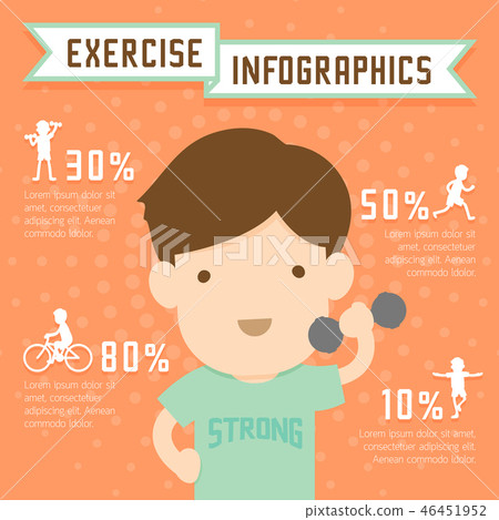 Man exercise infographics run, weight training - Stock Illustration ...