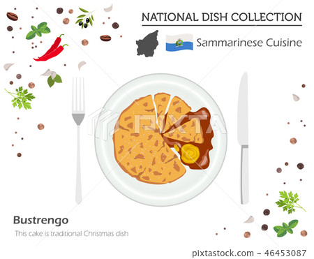 Sammarinese Cuisine. European dish collection - Stock Illustration ...