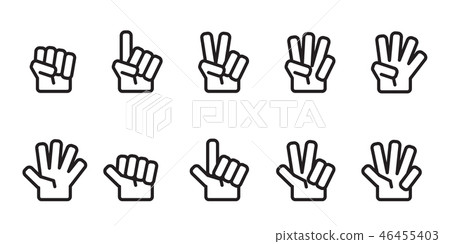 Hand counting number icons set outline black - Stock Illustration ...