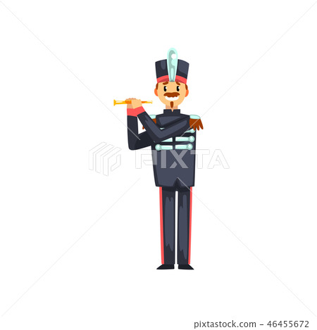 Soldier playing flute, member of army military... - Stock Illustration ...