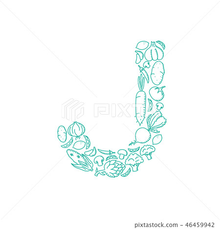 Alphabet Vegetable pattern letter J illustration - Stock Illustration ...