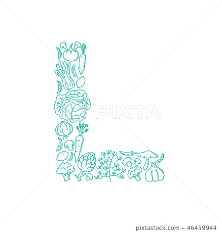 Alphabet Vegetable pattern letter L illustration - Stock Illustration ...