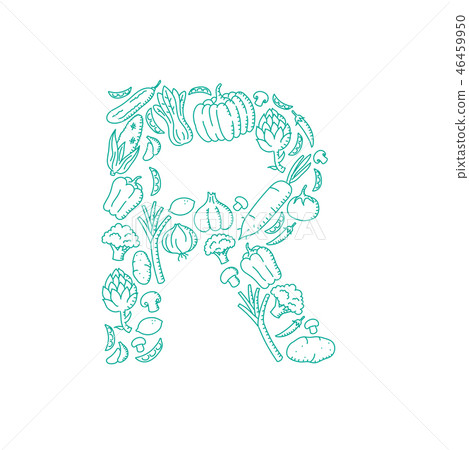 Alphabet Vegetable pattern letter R illustration - Stock Illustration ...