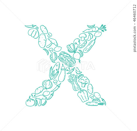 Alphabet Vegetable pattern letter X illustration - Stock Illustration ...