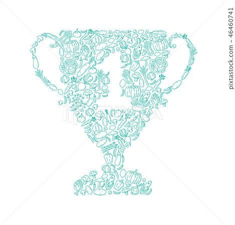 Number one Trophy Cup shape Vegetable pattern set - Stock Illustration ...