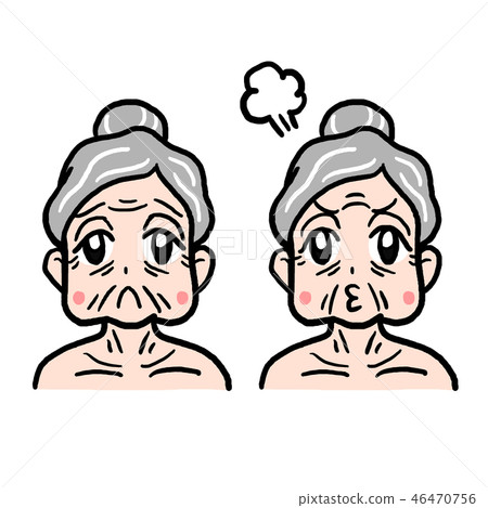 Woman face grandma sad face and angry face - Stock Illustration ...
