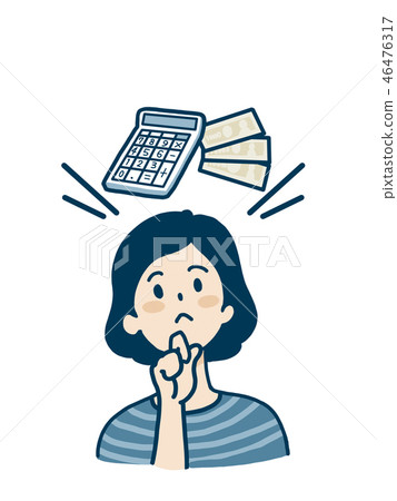 Thinking woman _ calculator and money - Stock Illustration [46476317 ...