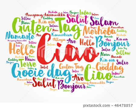 Ciao (Hello Greeting in Italian) word cloud - Stock Illustration ...