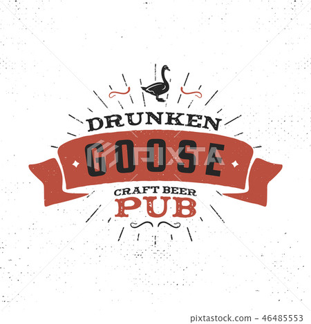 Vintage craft beer pub label. Drunken goose... - Stock Illustration ...