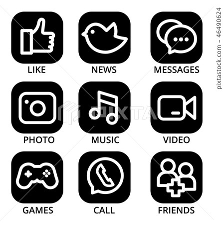 Set of black social media icons - Stock Illustration [46490624] - PIXTA