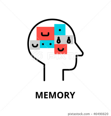 Human Memory icon, flat line vector illustration - Stock Illustration ...