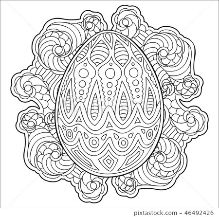 Beautiful coloring book page with decorative egg - Stock Illustration ...