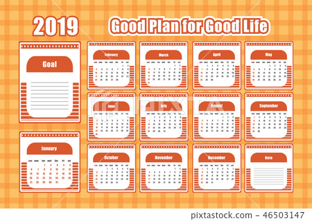 2019 calendar orange striped weave background - Stock Illustration ...