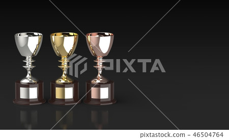 Three color trophy left black background - Stock Illustration [46504764 ...