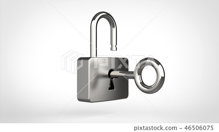 Padlock and Key Silver Unlocked - Stock Illustration [46506075] - PIXTA