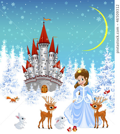 Princess, castle, animals, winter - Stock Illustration [46509312] - PIXTA