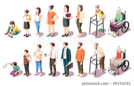 Different Generations Isometric Icons - Stock Illustration [46554291 ...
