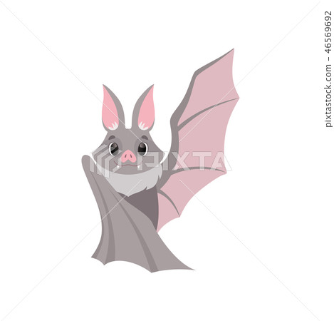 Cute gray bat funny creature cartoon character... - Stock Illustration ...
