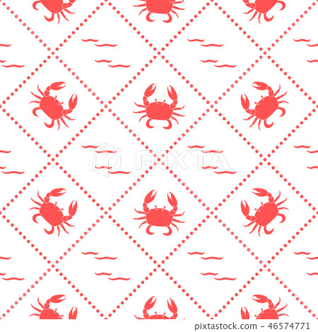 Seamless pattern with crabs and waves - Stock Illustration [46574771 ...