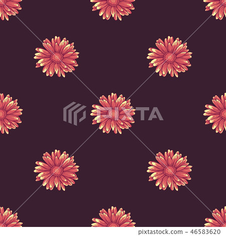 Seamless pattern with pink daisy flower - Stock Illustration [46583620 ...