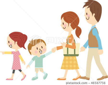 Walking family vector illustration [A] - Stock Illustration [46587738 ...