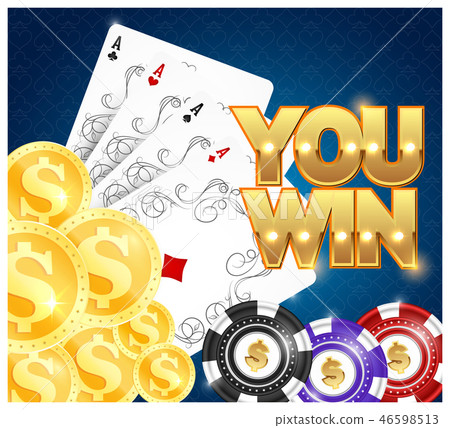 Playing cards, chips and gold coins - Stock Illustration [46598513] - PIXTA