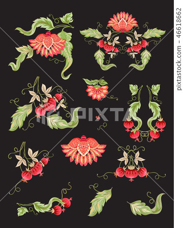 Stylized ornamental flowers in vintage style - Stock Illustration ...