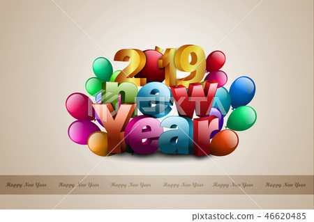 Happy New Year 2019 celebration concept - Stock Illustration [46620485 ...