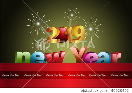 Happy New Year 2019 celebration concept - Stock Illustration [46620492 ...