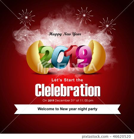 Happy New Year 2019 celebration concept - Stock Illustration [46620520 ...
