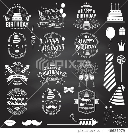 Set of Happy Birthday templates for overlay,... - Stock Illustration ...