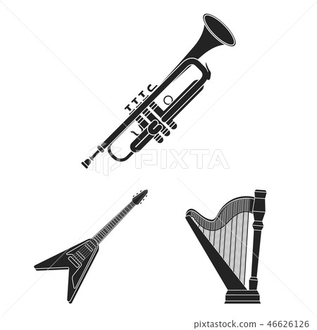 Musical instrument black icons in set... - Stock Illustration [46626126 ...