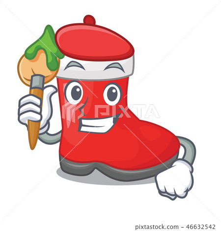 Artist christmas santa boots with shape cartoon - Stock Illustration ...