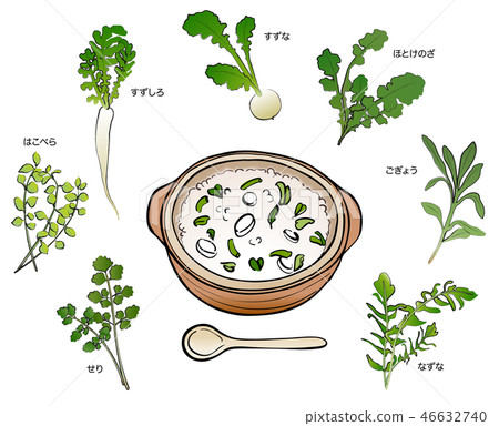 Seven herbs and seven herbs in spring - Stock Illustration [46632740 ...