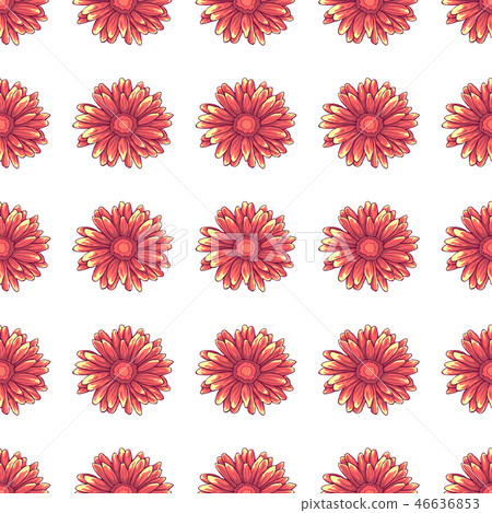 Seamless pattern with pink daisy flowers - Stock Illustration [46636853 ...