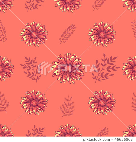 Seamless pattern with orange daisy flowers - Stock Illustration ...