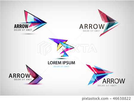 Vector set of abstract arrow logos, pointer - Stock Illustration ...